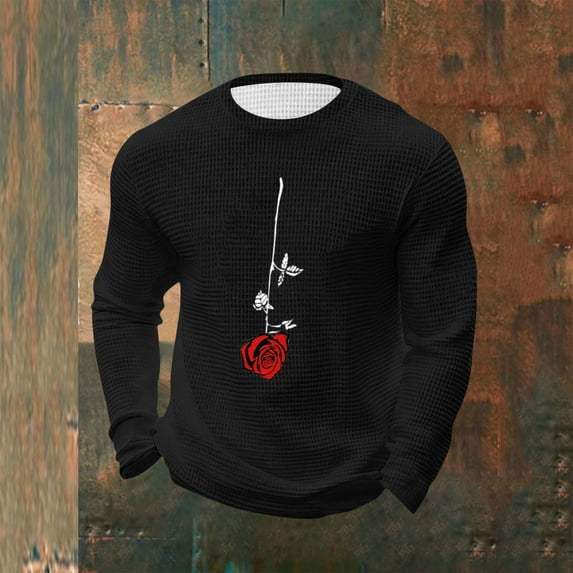 Ceisia Men Casual Fashion Print Round Neck Pullover Long Sleeve ...