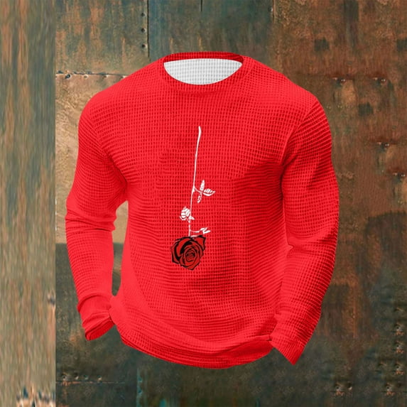 Ceisia Men Casual Fashion Print Round Neck Pullover Long Sleeve ...