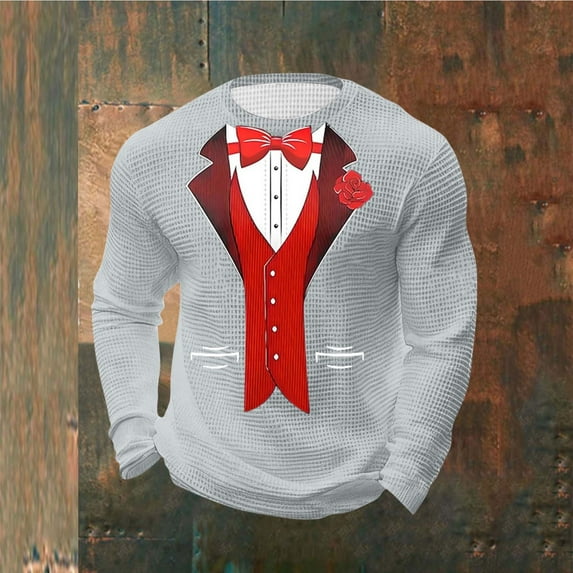 Ceisia Men Casual Fashion Print Round Neck Pullover Long Sleeve ...