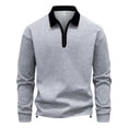 Ceisia Men Contrast Collar Half Zip Polo Long Sleeve Shirt Soft Solid ...