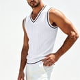 Ceisia Men Contrast Trim V Neck Cable Knit Sleeveless Casual Sweater ...