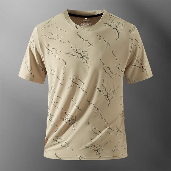 Ceisia Men Crackle Print Quick Dry T Shirt Crew Neck Breathable Casual ...