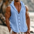 Ceisia Men Hooded Sleeveless Button Down Shirts Lightweight Linen Tops ...