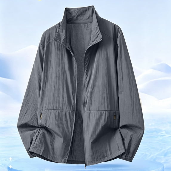 Ceisia Men Lightweight Stand Collar Windbreaker Jacket Full Zip Outdoor ...