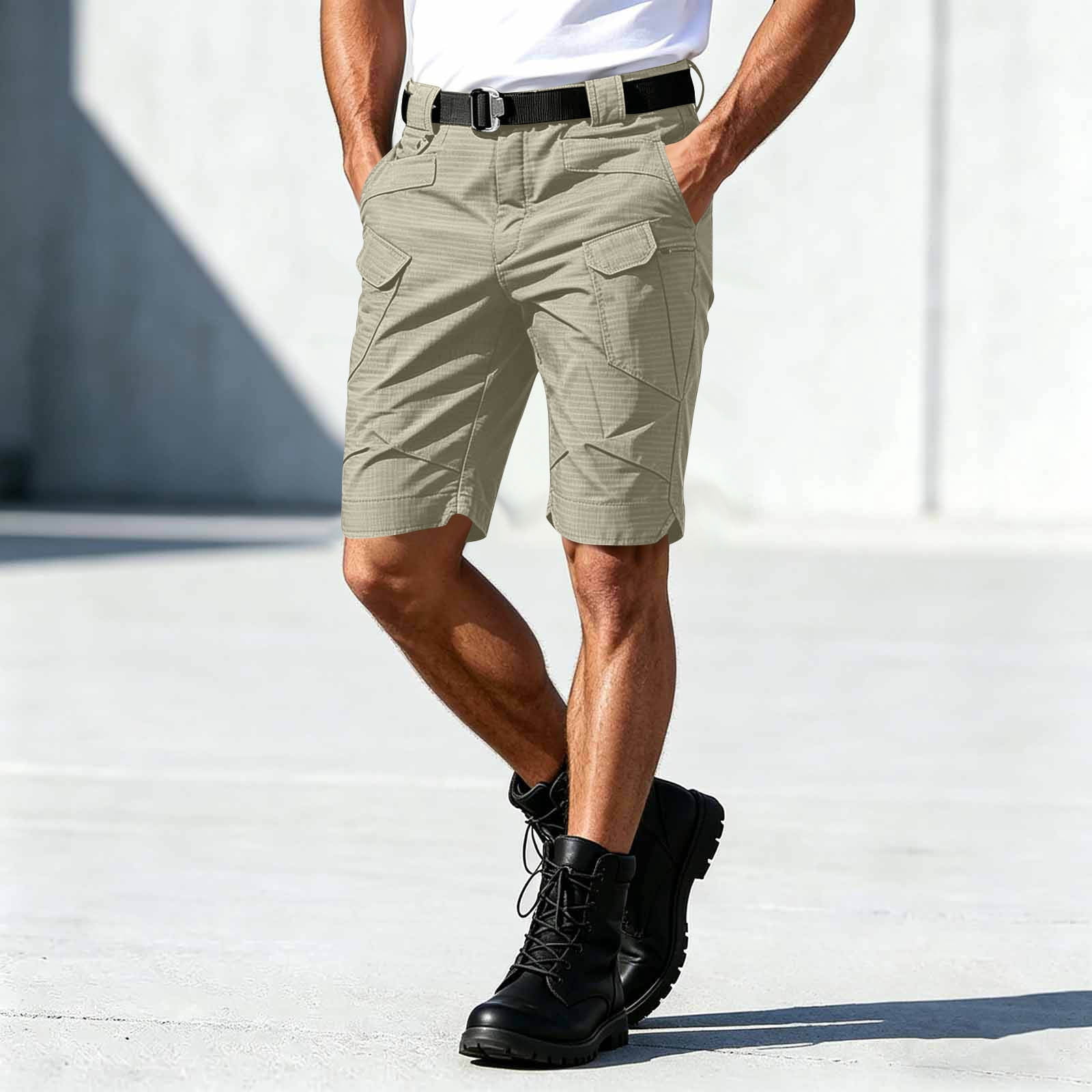 Ceisia Men Multi Pocket Ripstop Cargo Shorts Elastic Waistband ...