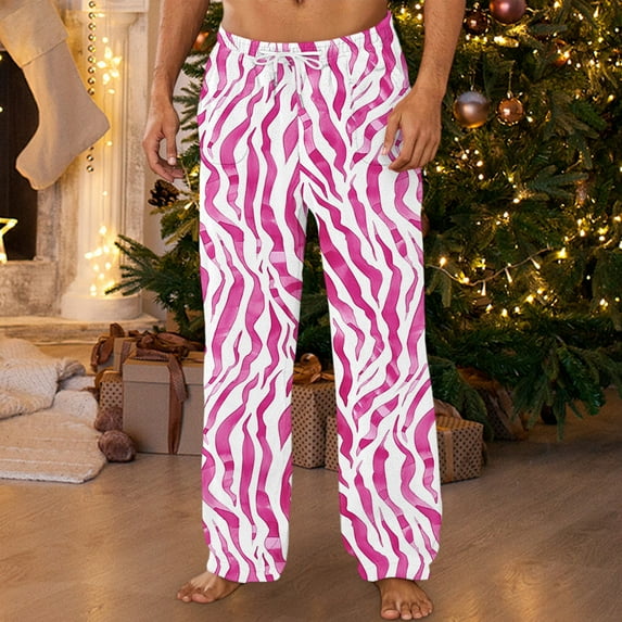 Ceisia Men Printed Brushed Warm Lounge Pants Elastic Waist Pocketed ...