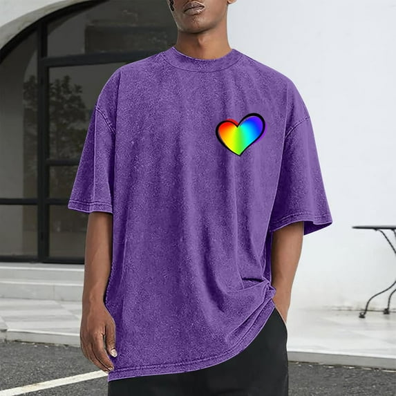 Ceisia Men Printed Casual Sports Washed Distressed Short Gift Sleeve ...