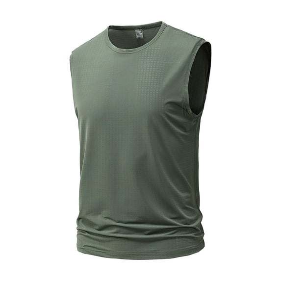 Ceisia Men Quick Dry Grid Texture Athletic Tank Top Crew Neck ...
