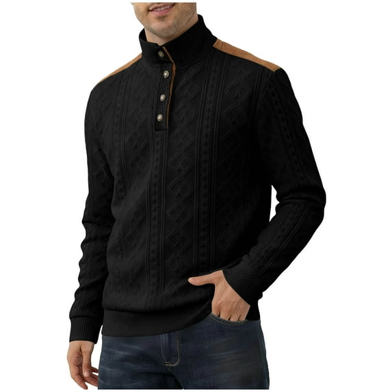 Ceisia Men Solid Color Long Sleeve Stand Up Collar Button Casual Gift ...
