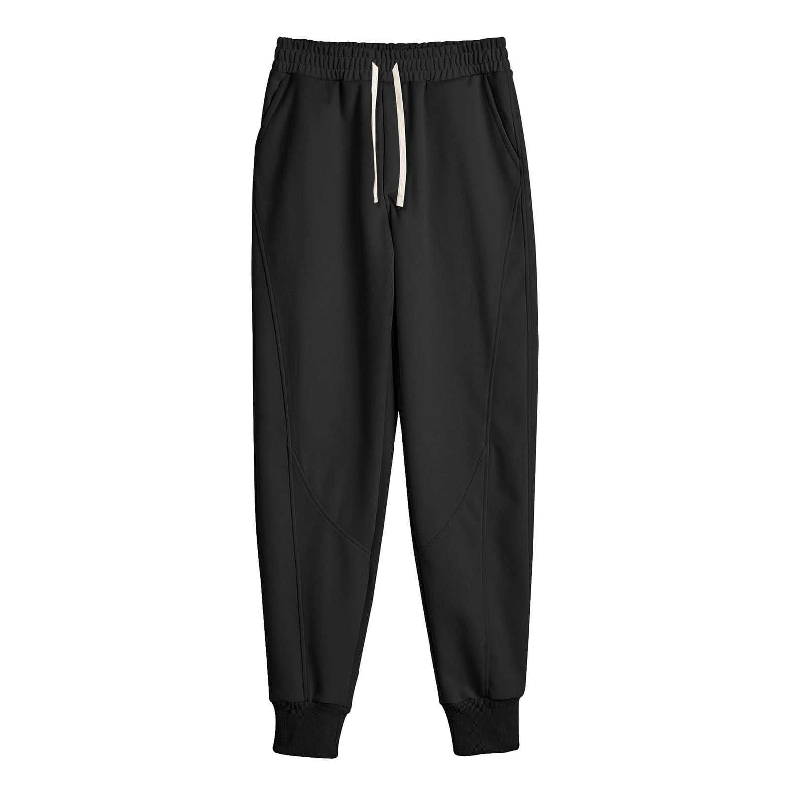 Ceisia Men Solid Color Loose Casual Pants Elastic Waist Drawstring ...