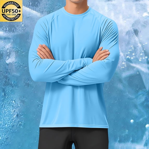Ceisia Men UPF50 UV Protection Raglan Crew Neck Long Sleeve Sun Shirt ...