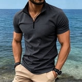 Ceisia Men Vertical Striped Half Zip Stand Collar Raglan T Shirt Slim ...