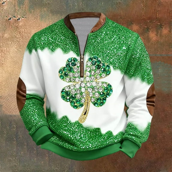 Ceisia Men's 3D Digital Print Half Zipper Stand Collar Long Sleeve ...