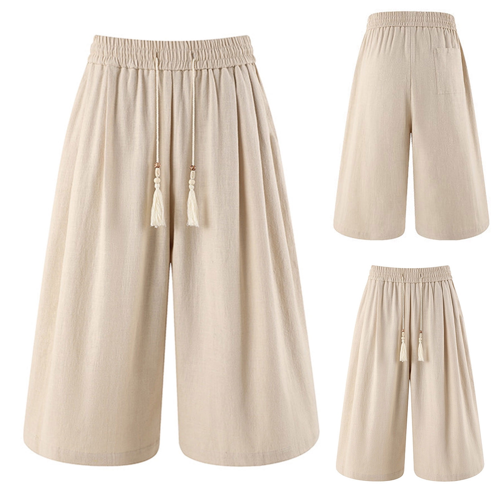 Ceisia Men's All-Season Solid Color Wide Gift Leg Pants Elastic ...