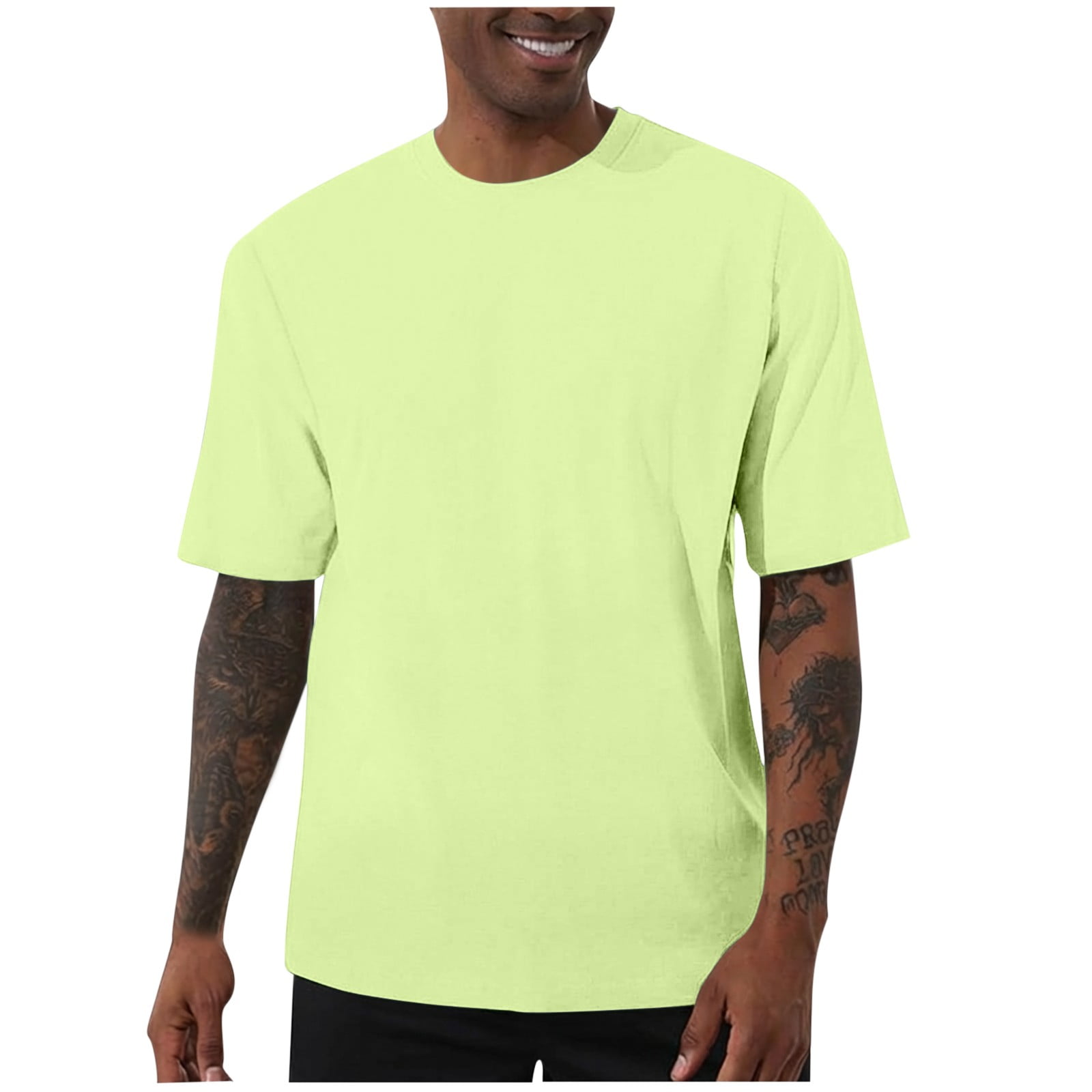 Ceisia Men's All Seasons Sporty Solid Color Round Neck Short Sleeve Top ...