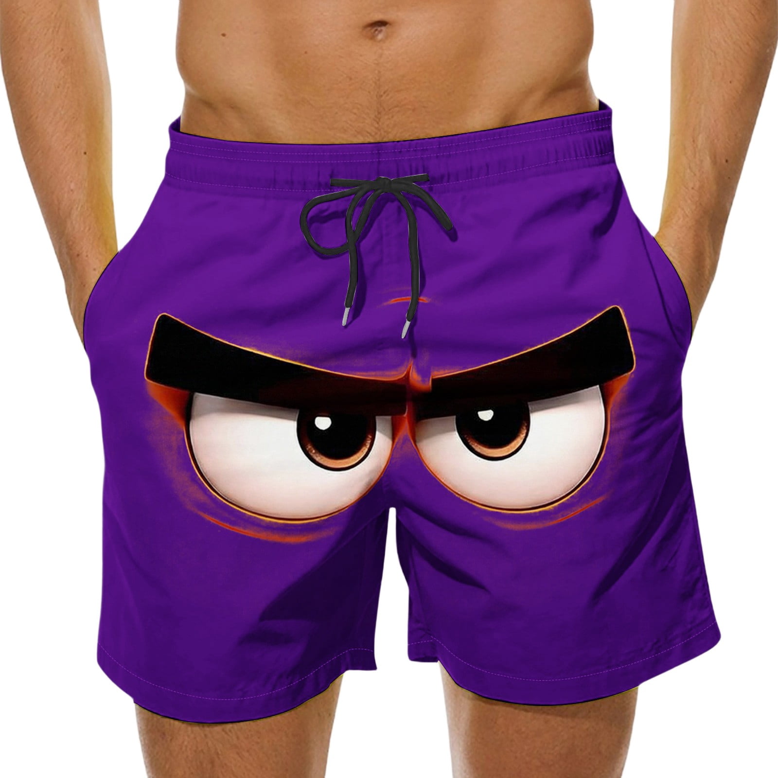 Ceisia Men's Angry Glare Emoji Print Beach Shorts 4-Way Stretch ...