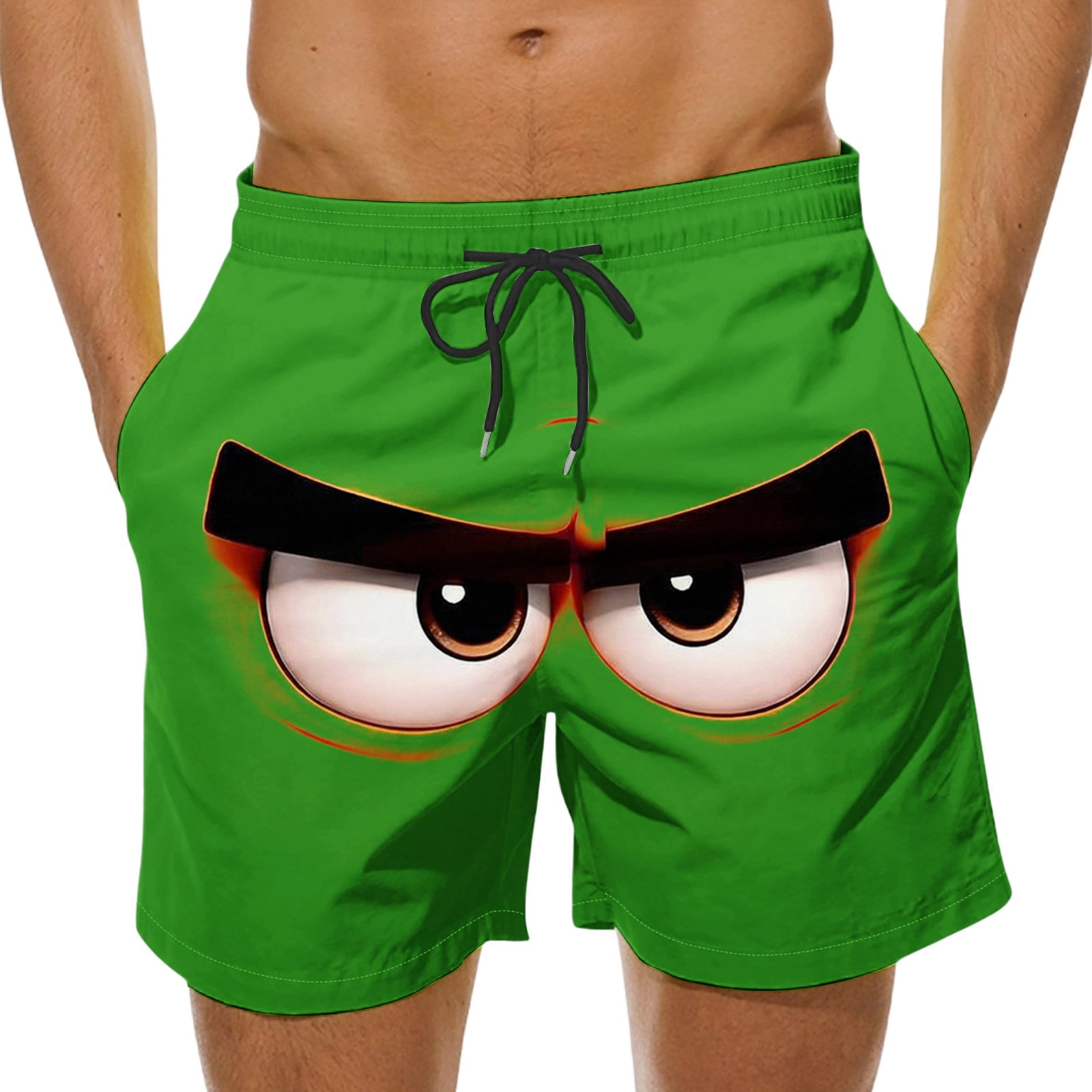 Ceisia Men's Angry Glare Emoji Print Beach Shorts 4-Way Stretch ...