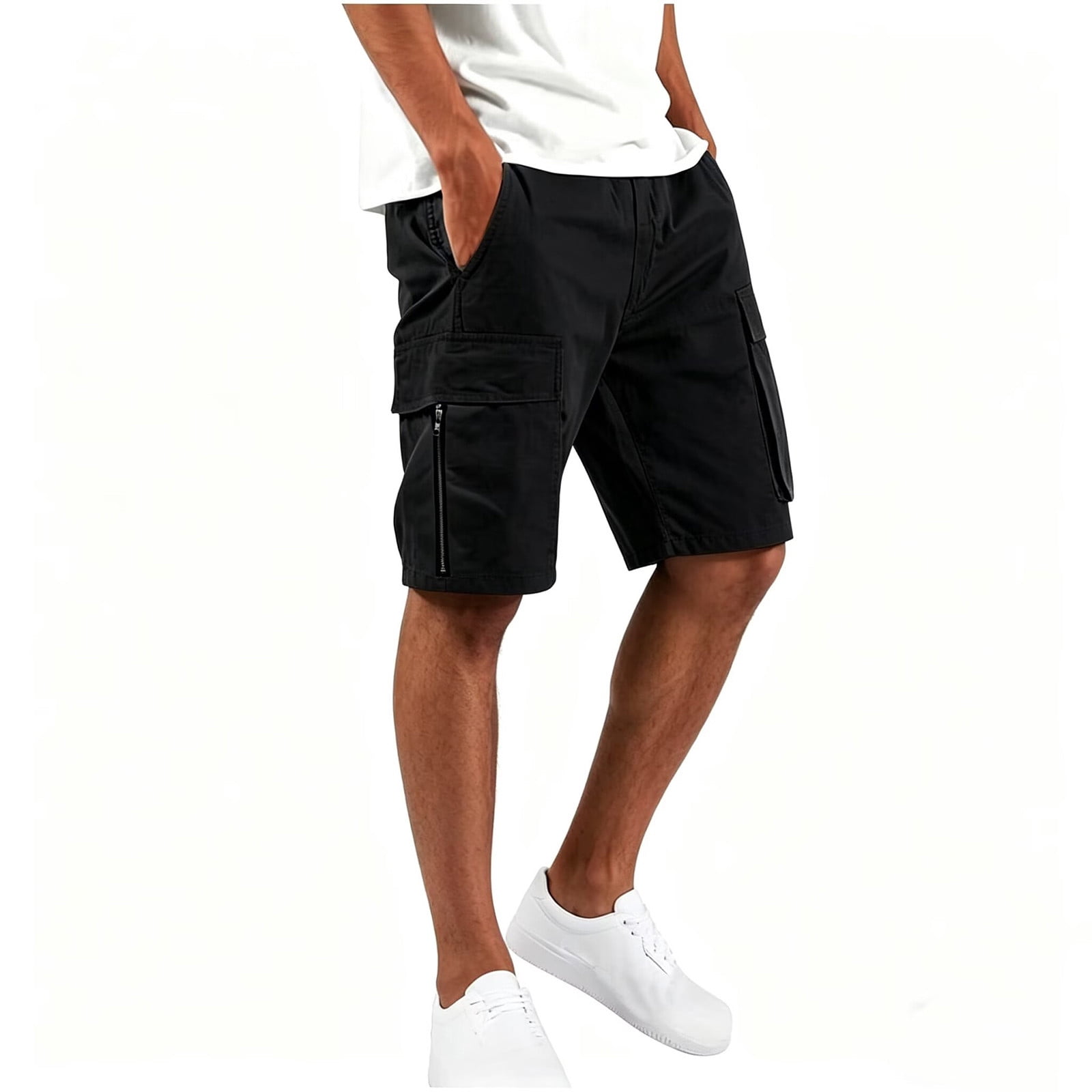 Ceisia Men's Cargo Shorts with Zipper Pockets Multi-Color Pack Black M ...