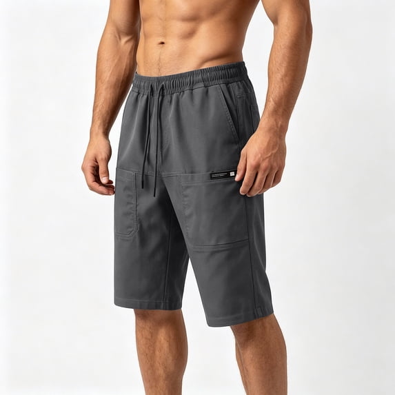 Ceisia Men's Casual Cargo Shorts Elastic Waist Drawstring With Multi ...