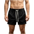 Ceisia Men's Casual Cotton Drawstring Shorts with Rolled Cuff Hem Black ...