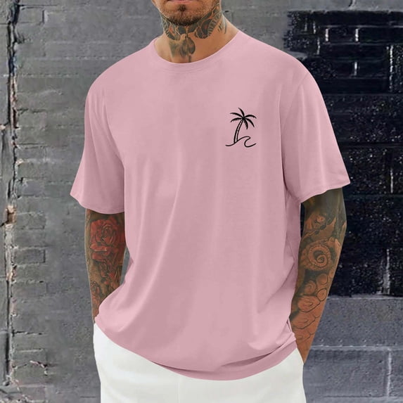 Ceisia Men's Casual Crew Neck T-Shirt with Palm Tree Print Breathable ...