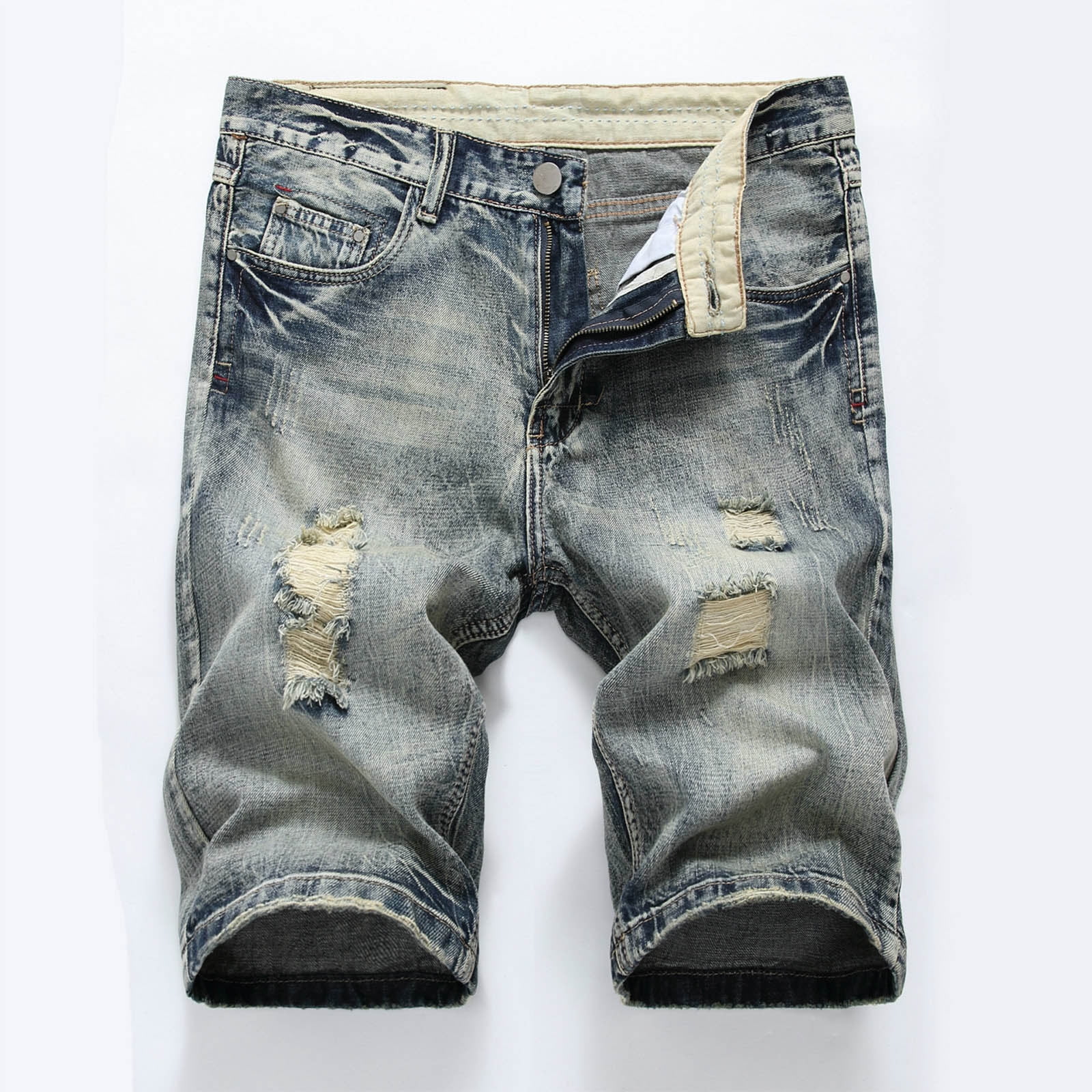 Ceisia Men's Casual Distressed Denim Shorts with Frayed Hem Ripped ...