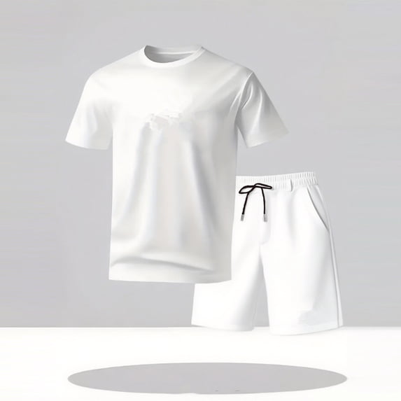 Ceisia Men's Casual T-Shirt and Drawstring Shorts Two-Piece Set Multi ...