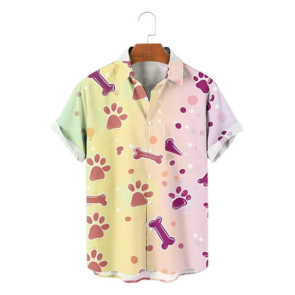 Ceisia Men's Casual Valentine's Day Short Sleeve Shirt Pet & Heart ...