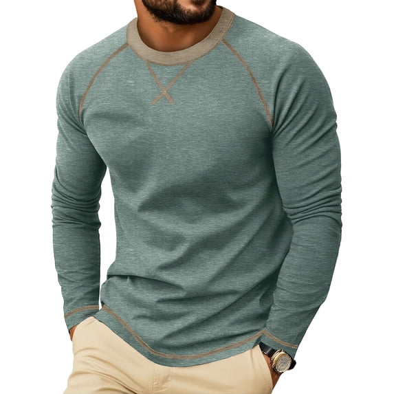 Ceisia Men's Color Block Raglan Long Sleeve Crew Neck T-Shirt Multi ...