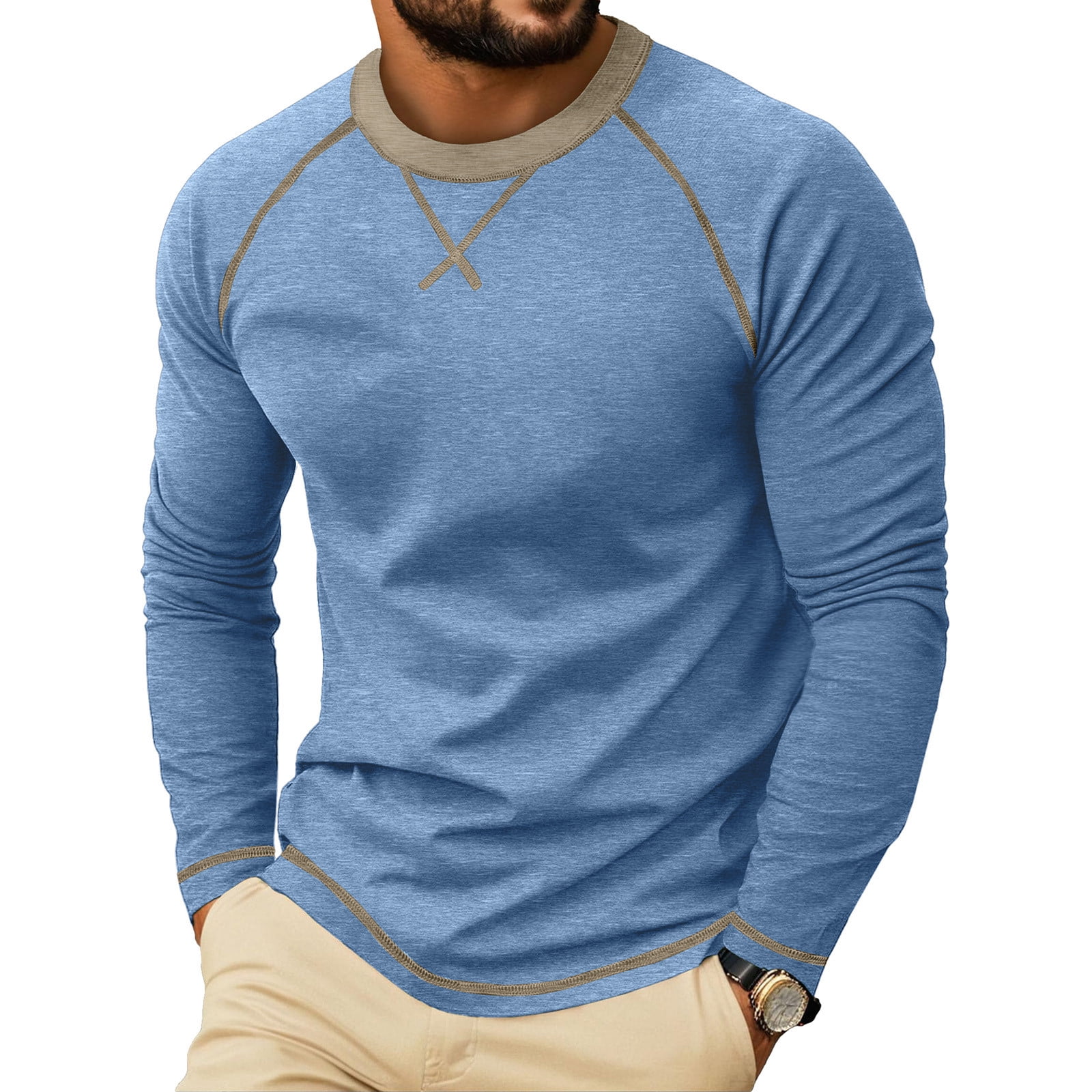 Ceisia Men's Color Block Raglan Long Sleeve Crew Neck T-Shirt Multi ...