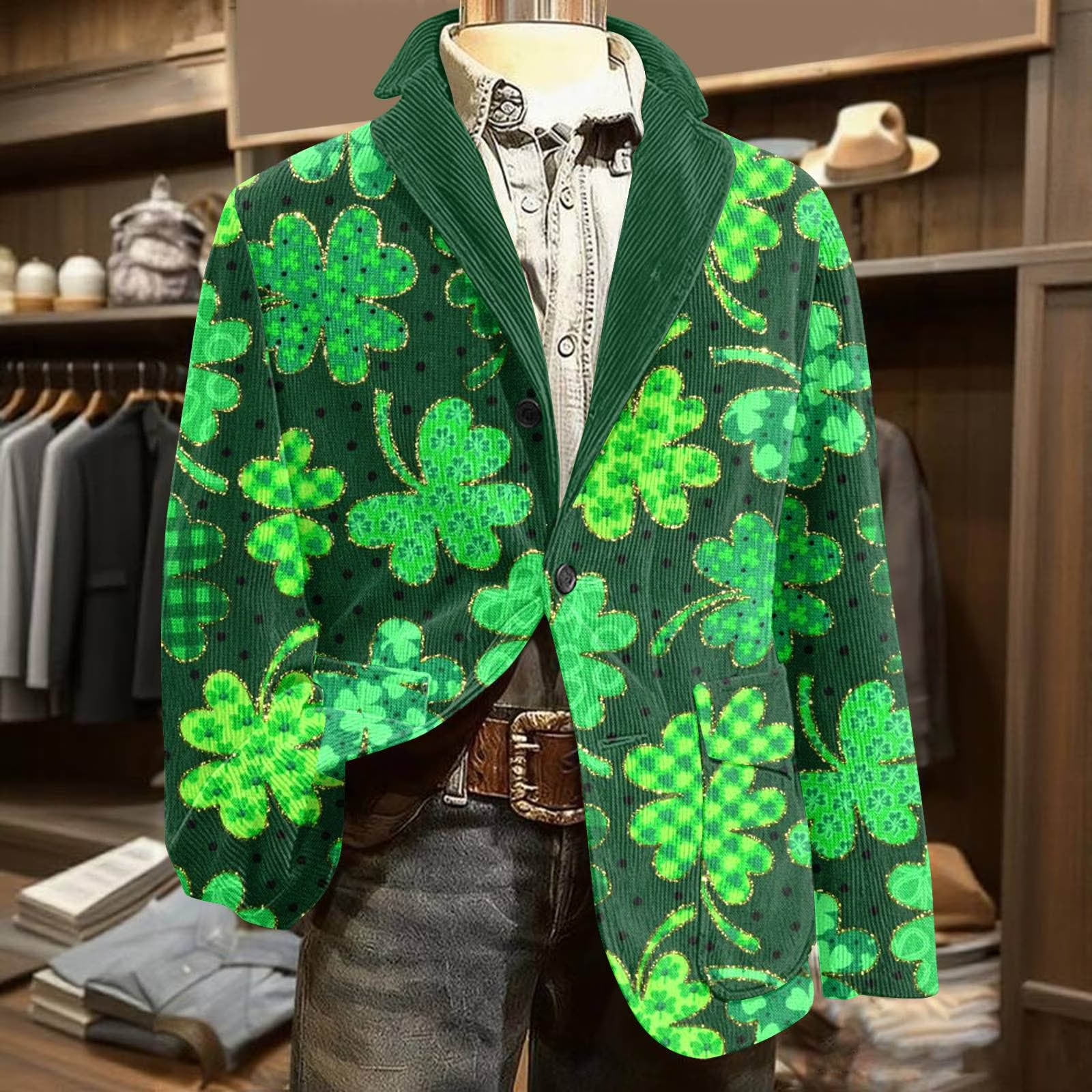 Ceisia Men's Corduroy Button-Up Party Coat with Pockets Stylish Casual ...