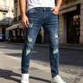 Ceisia Men's Distressed Slim Fit Ripped Denim Jeans Blue L Gifts for ...