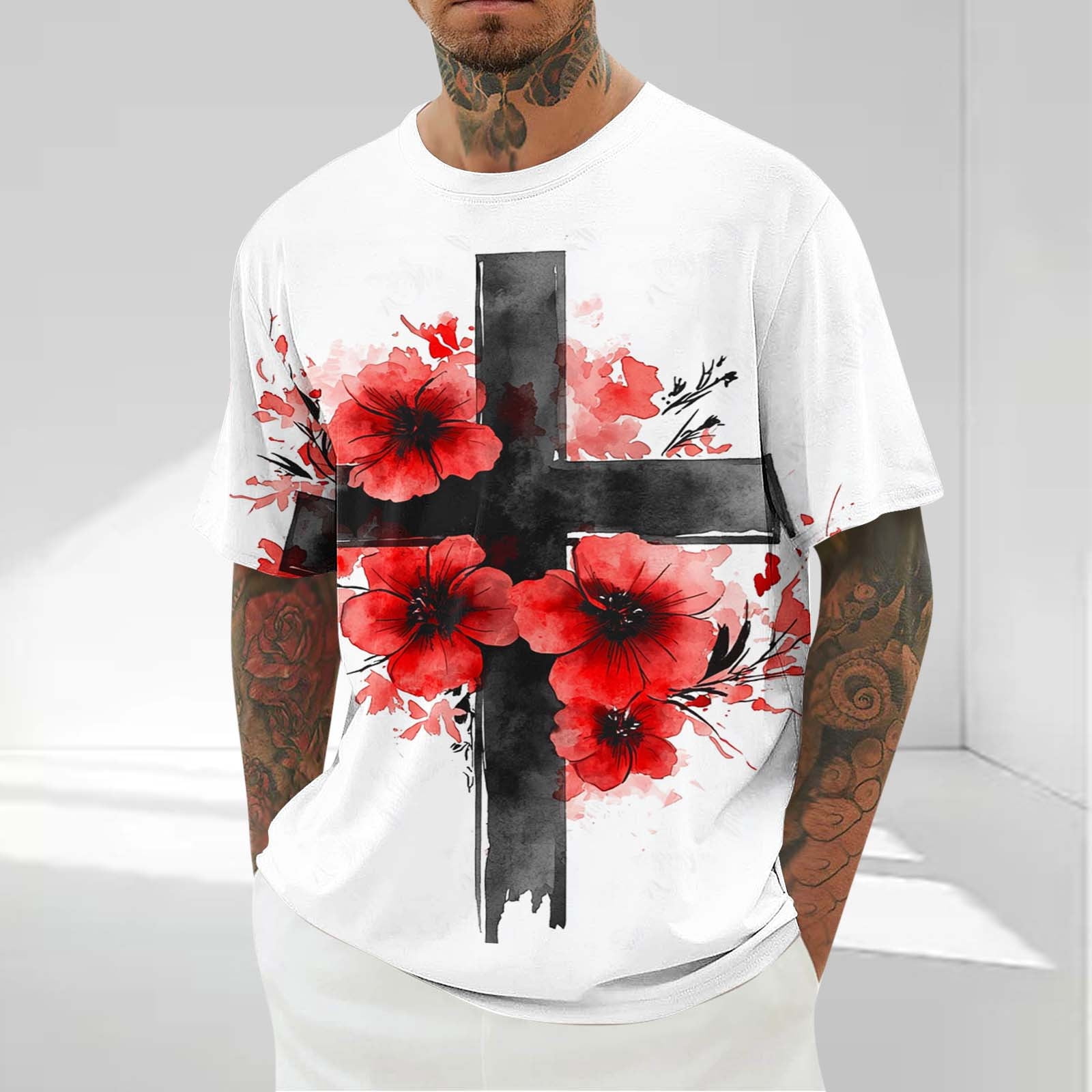 Ceisia Men's Fashion Print T-shirt Short Sleeve Round Neck Casual ...