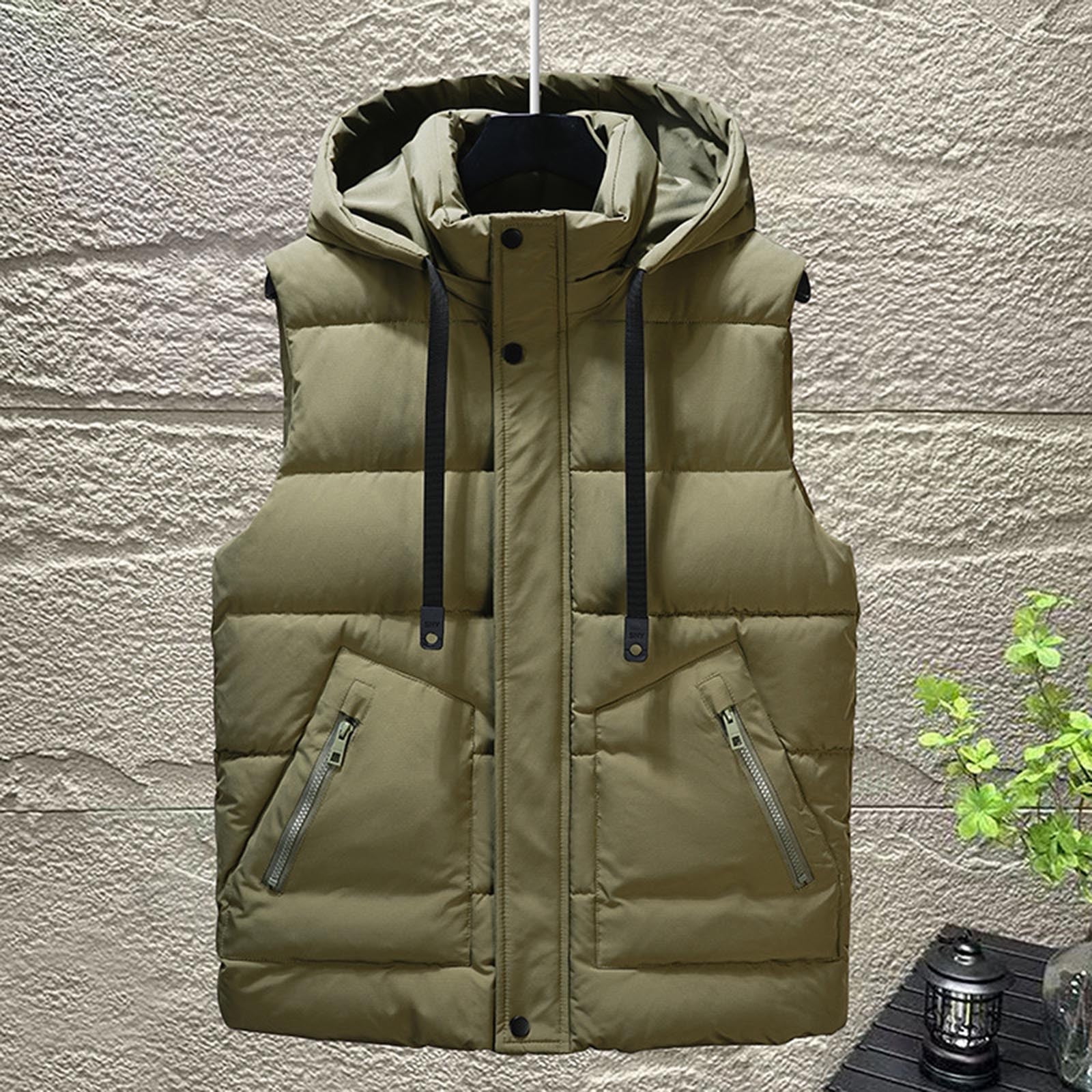 Ceisia Men's Fashion Stand Collar Zipper Sleeveless Tank with Pockets ...