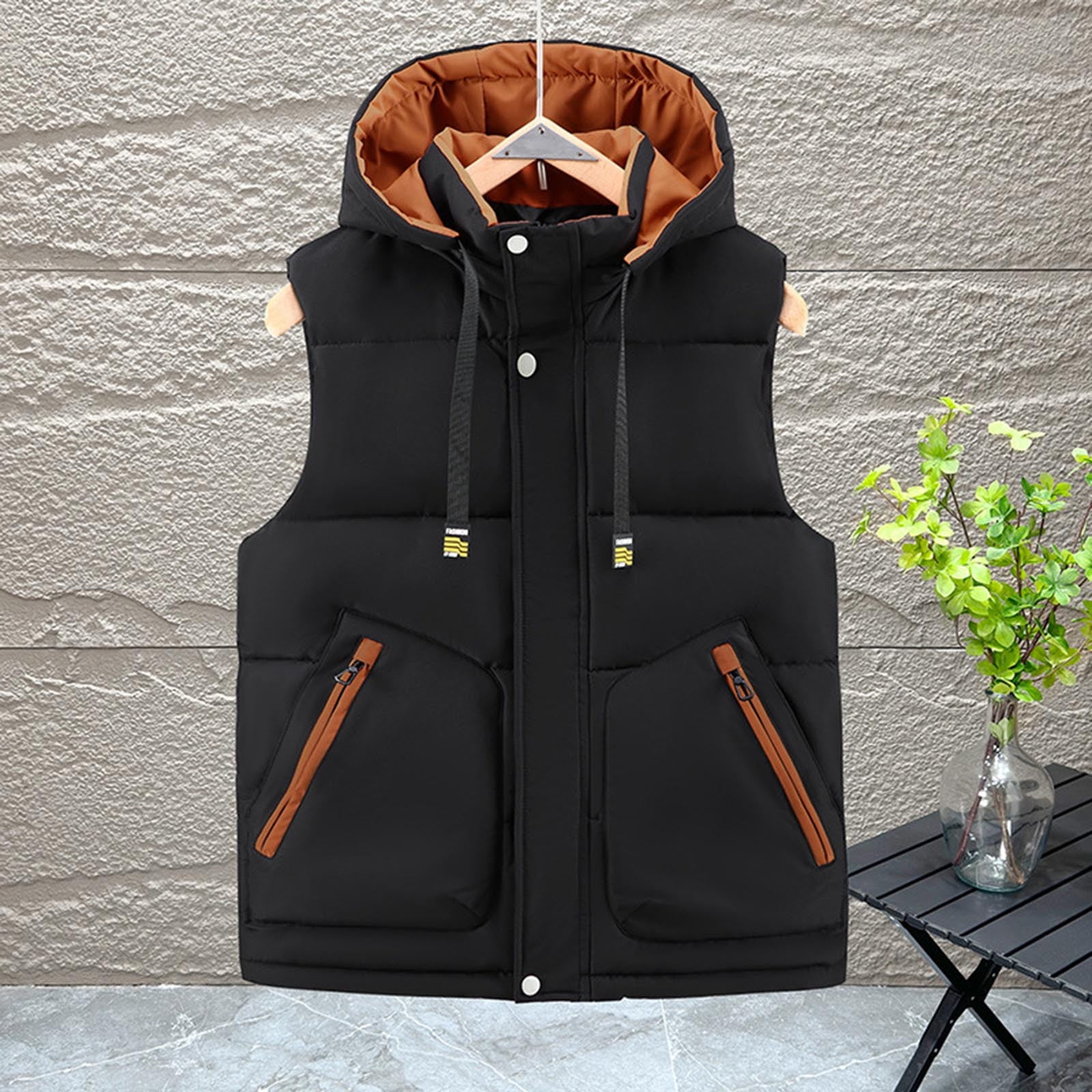 Ceisia Men's Fashion Stand Collar Zipper Sleeveless Tank with Pockets ...