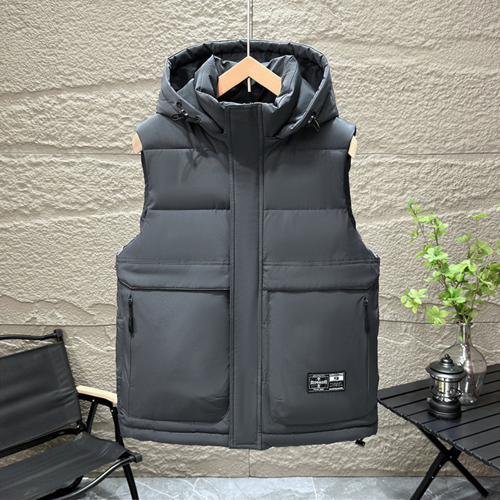 Ceisia Men's Fashion Stand Collar Zipper Sleeveless Tank with Pockets ...