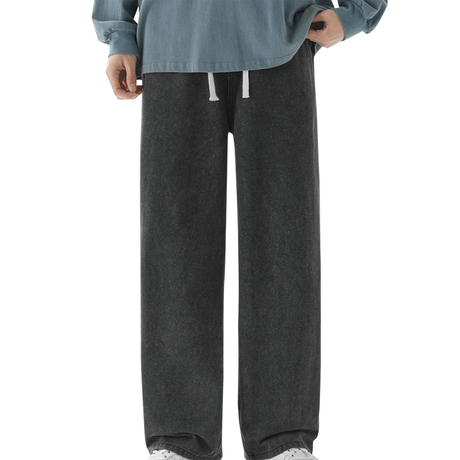 Ceisia Men's Gift Oversized Wide-leg Drawstring Denim Pants Mid-Rise ...