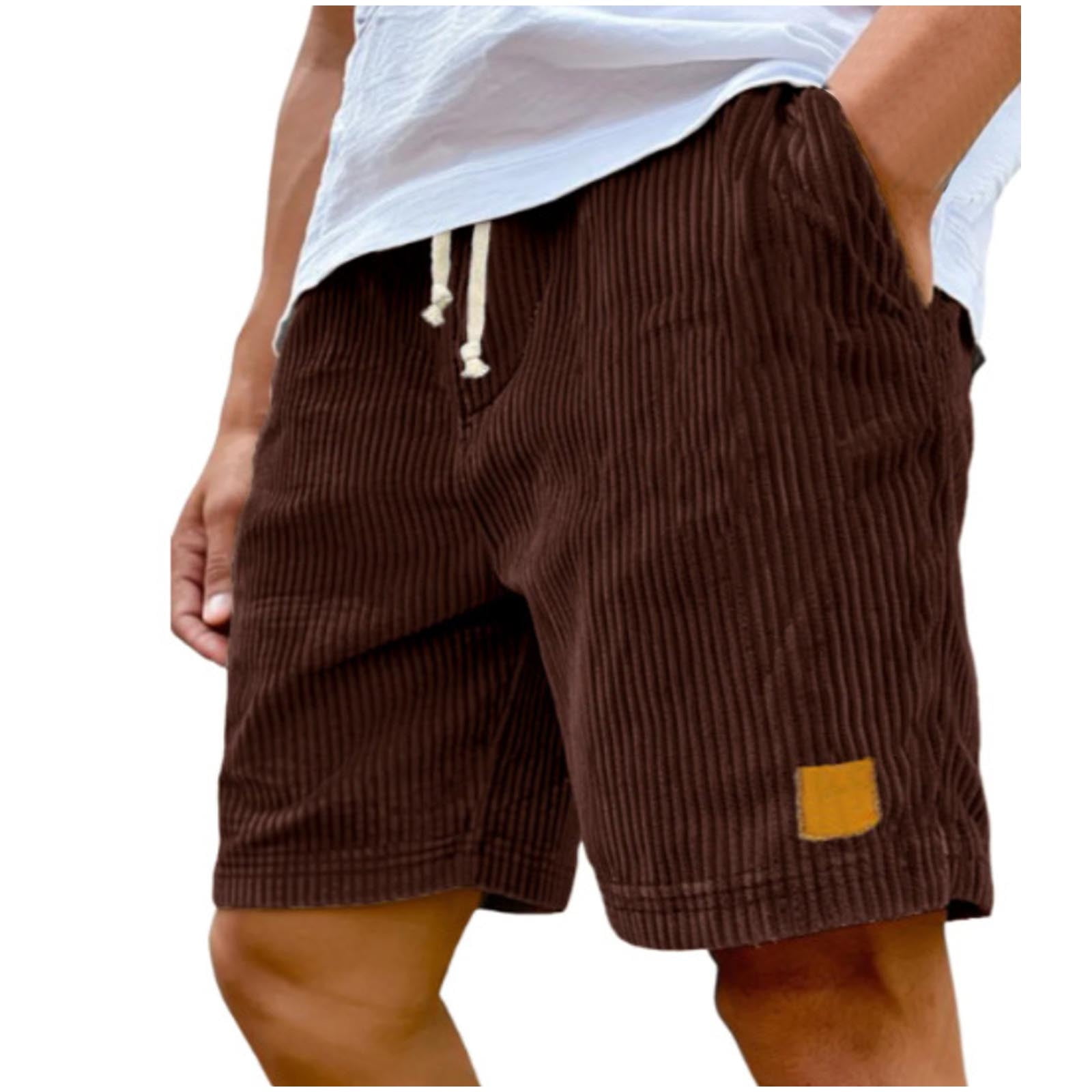 Ceisia Men's Gift Relaxed Knee-Length Corduroy Casual Shorts Soft ...