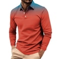 Ceisia Men's Gradient Polka Dot Collared Long-Sleeve Polo Shirt | Slim ...