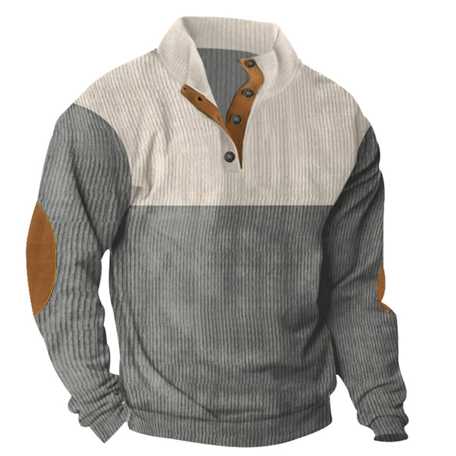 Ceisia Men's Half Button Stand Collar Color Block Pullover Sweatshirt ...