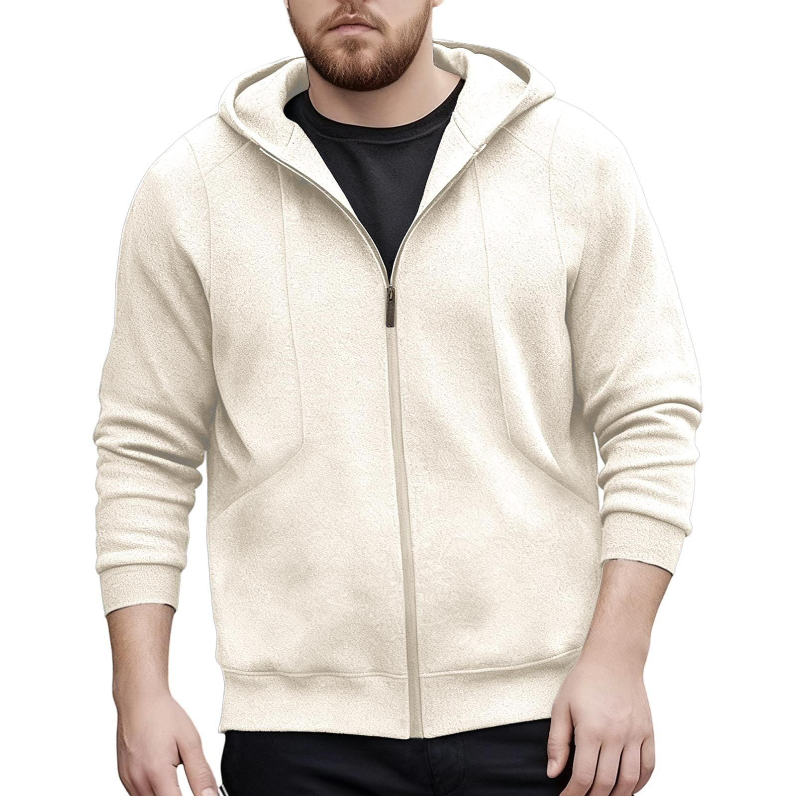 Ceisia Men's Hooded Solid Color Casual Style Jacket - Nylon-Spandex for ...