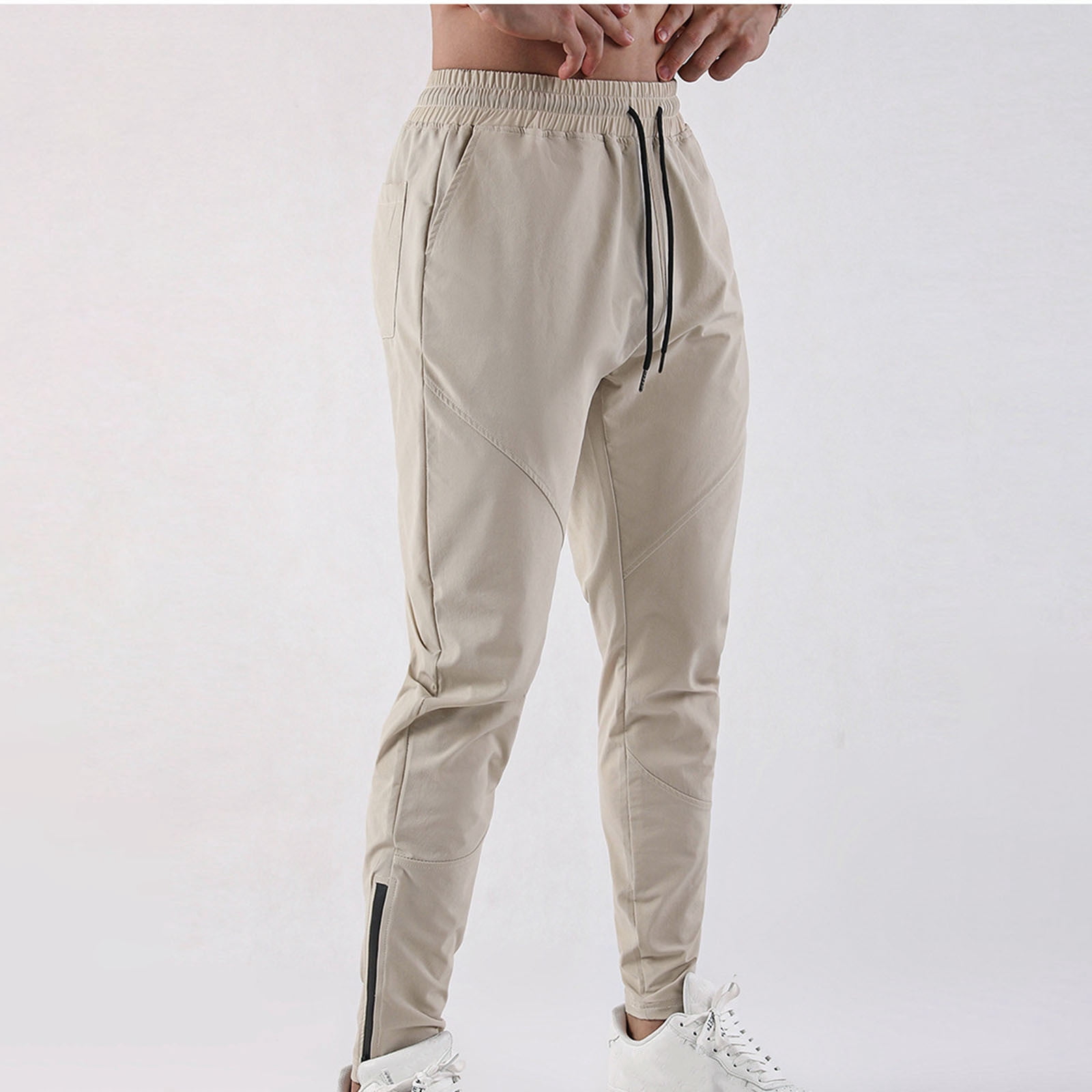 Ceisia Men's Ice Silk Slim Tapered Athletic Pants with Drawstring Waist ...