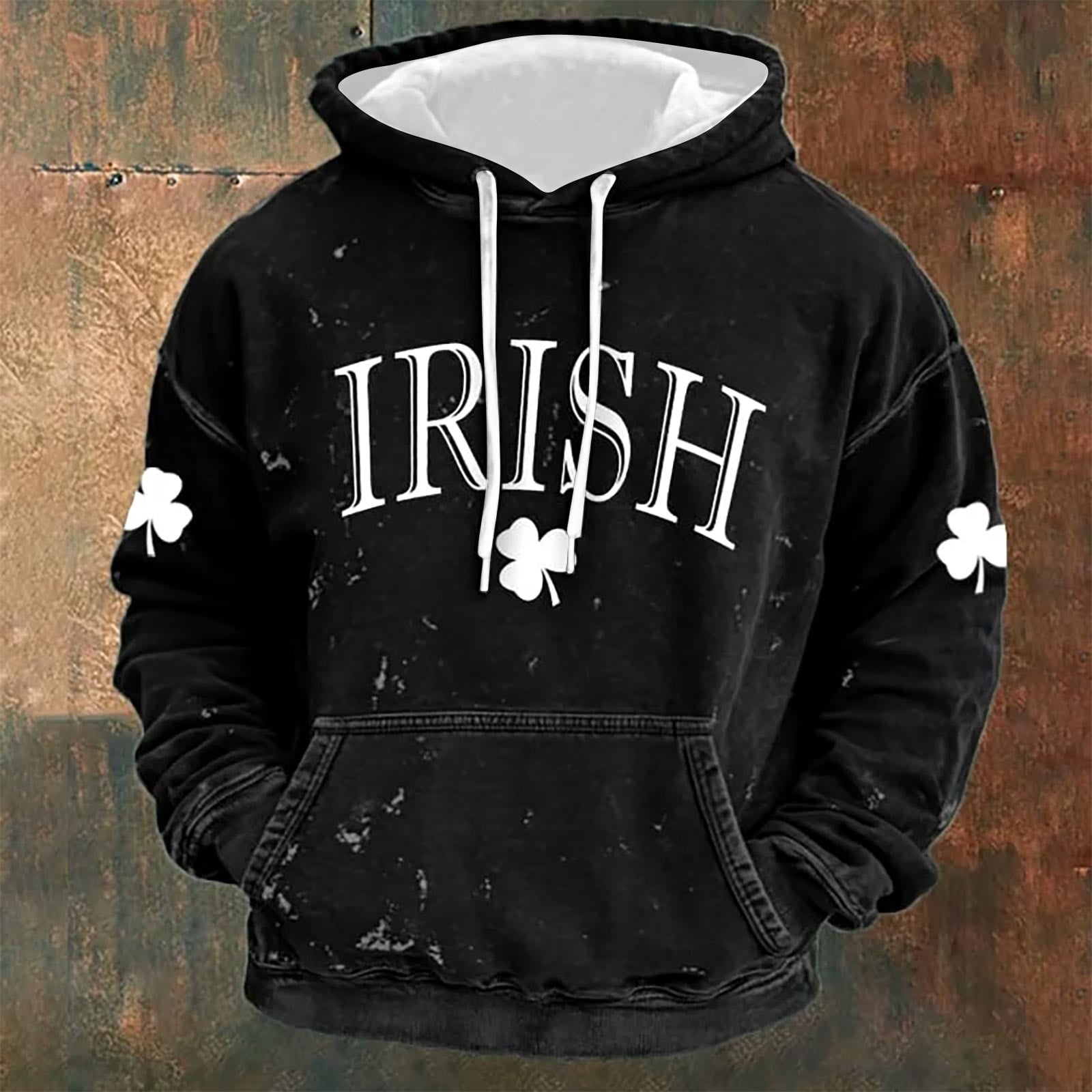Ceisia Men's Irish Four-Leaf Clover Print Hoodie | Vintage Washed ...