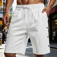 Ceisia Men's Linen Blend Elastic Waist Drawstring Shorts With Button ...