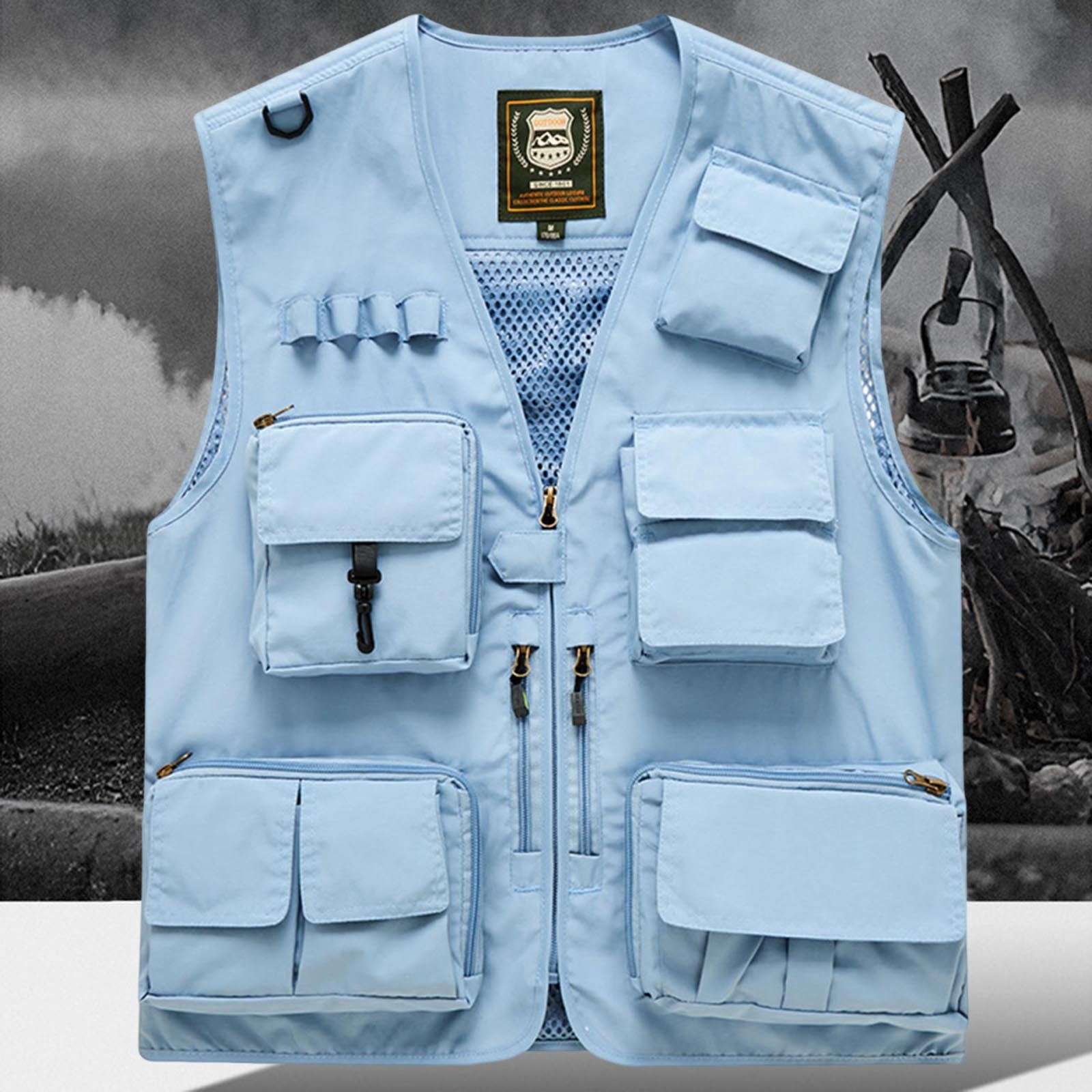 Ceisia Men's Loose Fit Outdoor Utility Vest Multi-Pocket Breathable ...