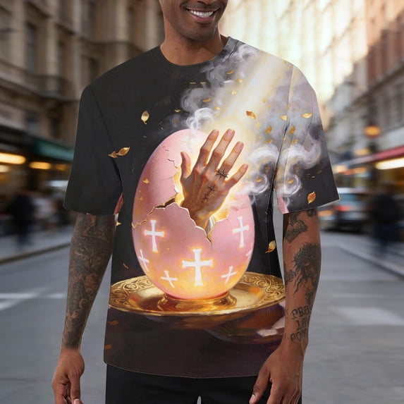 Ceisia Men's Loose Fit Short Sleeve T-Shirt Faith Easter Themed Print ...