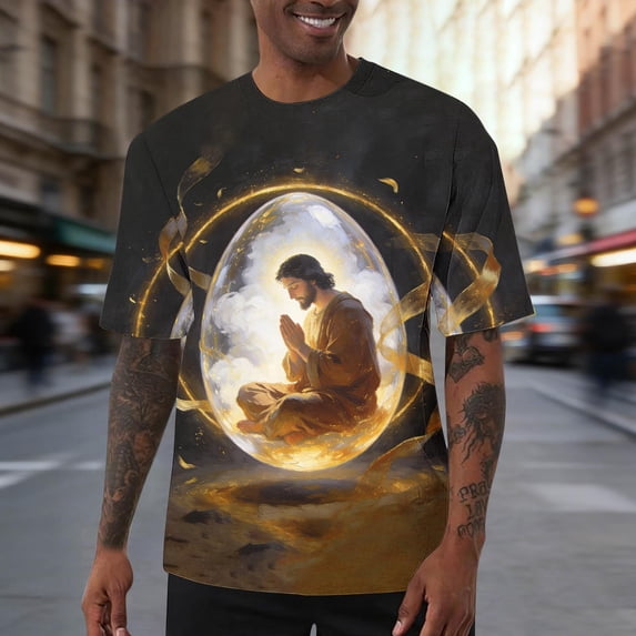 Ceisia Men's Loose Fit Short Sleeve T-Shirt Faith Easter Themed Print ...