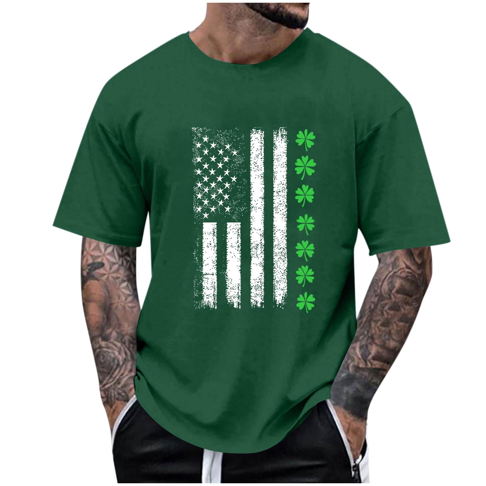 Ceisia Men's Loose Fit St. Patrick's Day Distressed American Flag ...