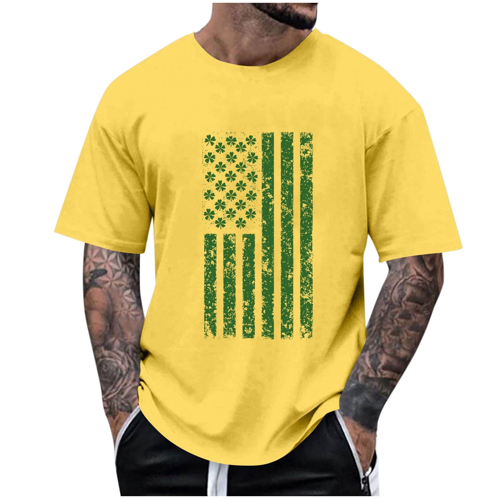 Ceisia Men's Loose Fit St. Patrick's Day Shamrock American Flag ...