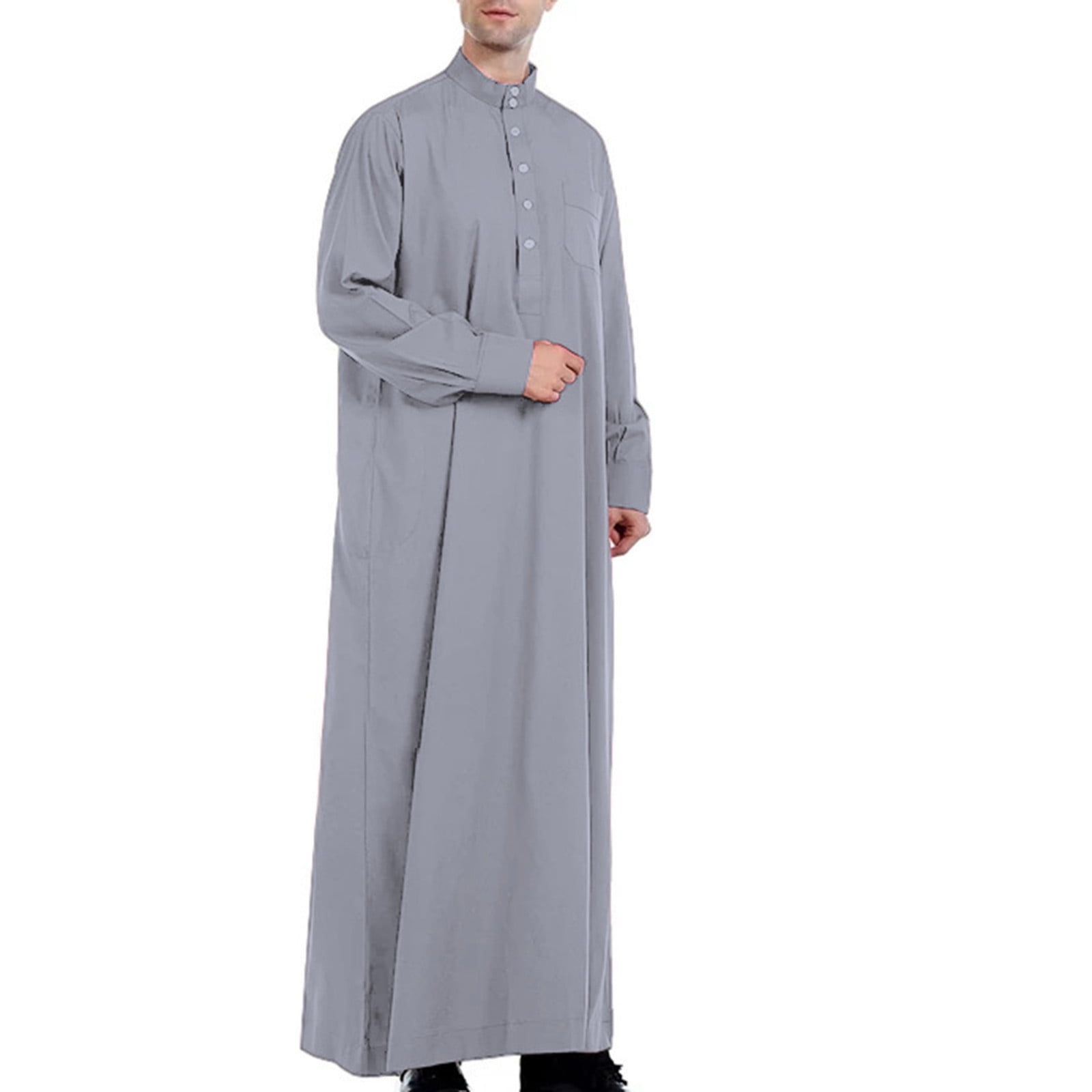 Ceisia Men's Middle Eastern Arabic Qatari Thawb Robe Standing Collar ...